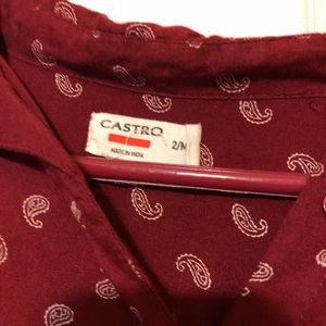 Castro | Tops | Castro Red Long Sleeve With Print | Poshmark